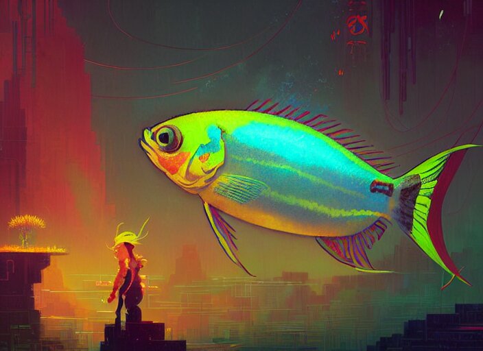 Lexica - Portrait of a neon tetra fish from terraria - dramatic art, by ...