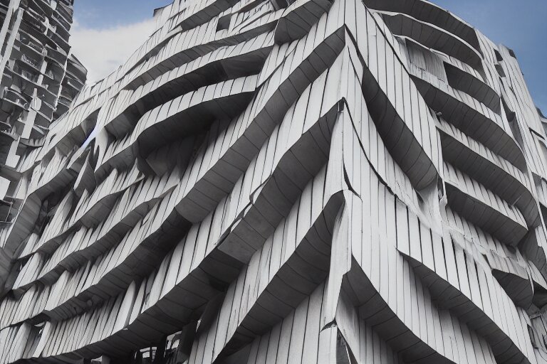 Lexica - A brutalist building in the shape of a Mobius strip, windows ...