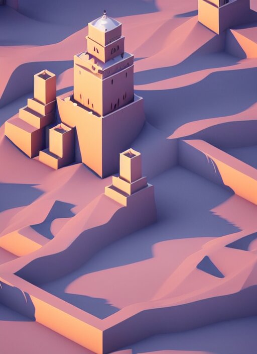 a low poly isometric render of saudi arabia in the style of monu ...