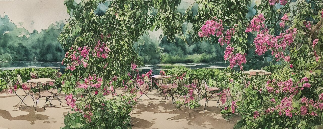 Lexica - Isomeric view, delicate lake in a botanic garden, road ...