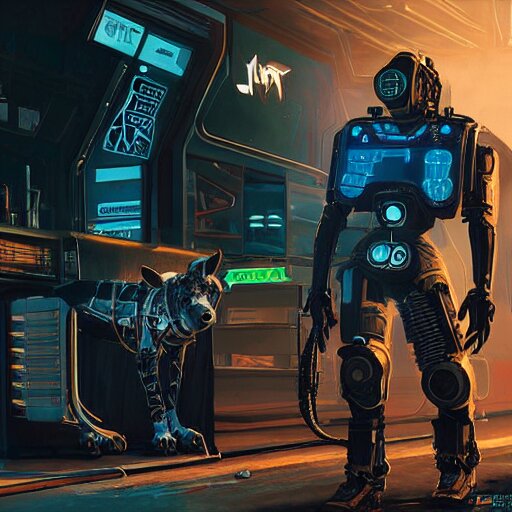 robot hyena, cyberpunk 2 0 7 7 concept art, highly detailed - Arthub.ai