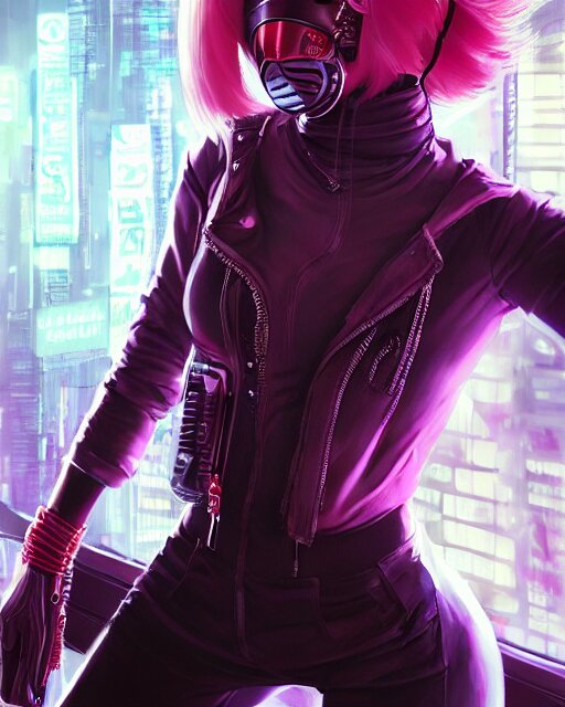 Lexica - Blonde female rouge assassin running, wearing cyberpunk ...