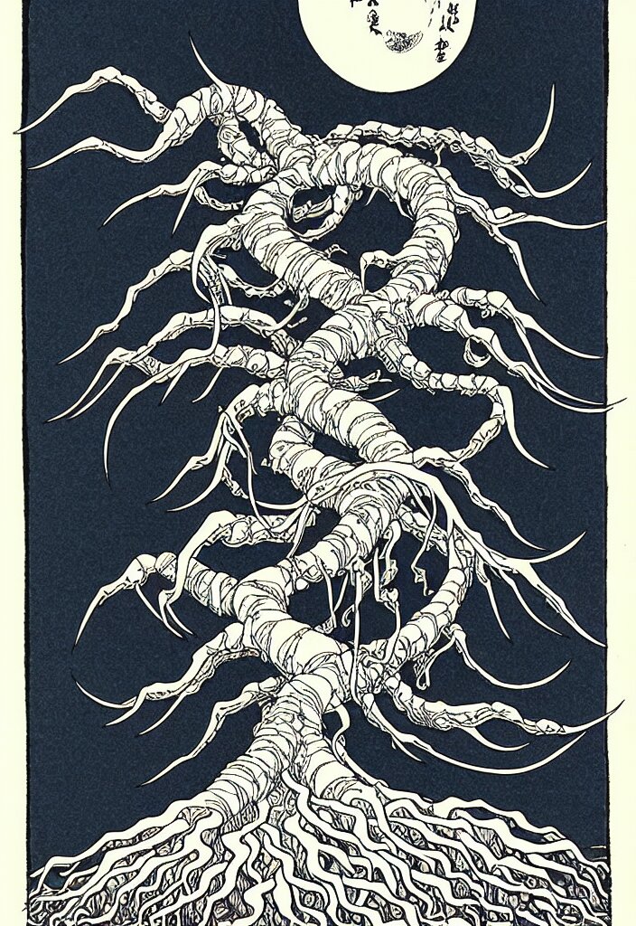 Lexica - Prompt: magical white skeleton Bonsai tree squid creature ...