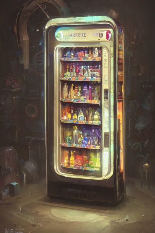 Lexica - futuristic vending machine with magic potions inside, highly ...