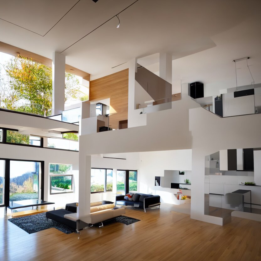 Lexica - Interior photograph of a bright modern house, 8k, ultra HD