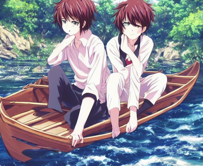 Lexica - Anime key visual of a boy with black hair anime and girl, with ...