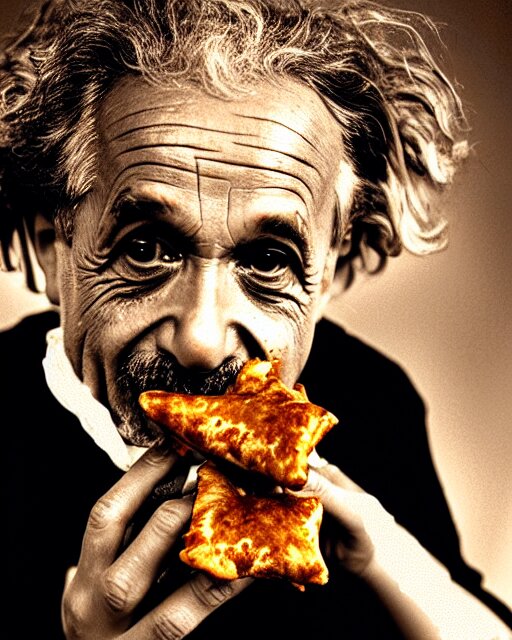 Lexica - A photo of Albert Einstein eating Samosas, highly detailed ...