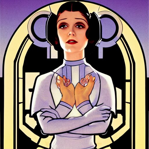 Lexica - Princess leia, 1 9 3 0 s goddess, in front of round, art deco ...