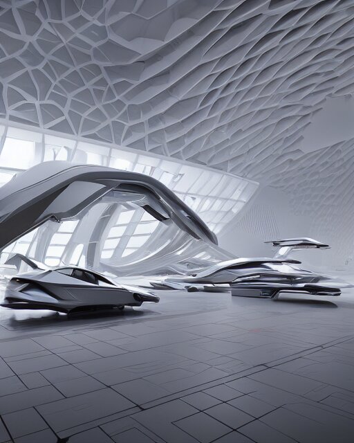Lexica - Futuristic large exhibition hall designed by Zaha Hadid with ...