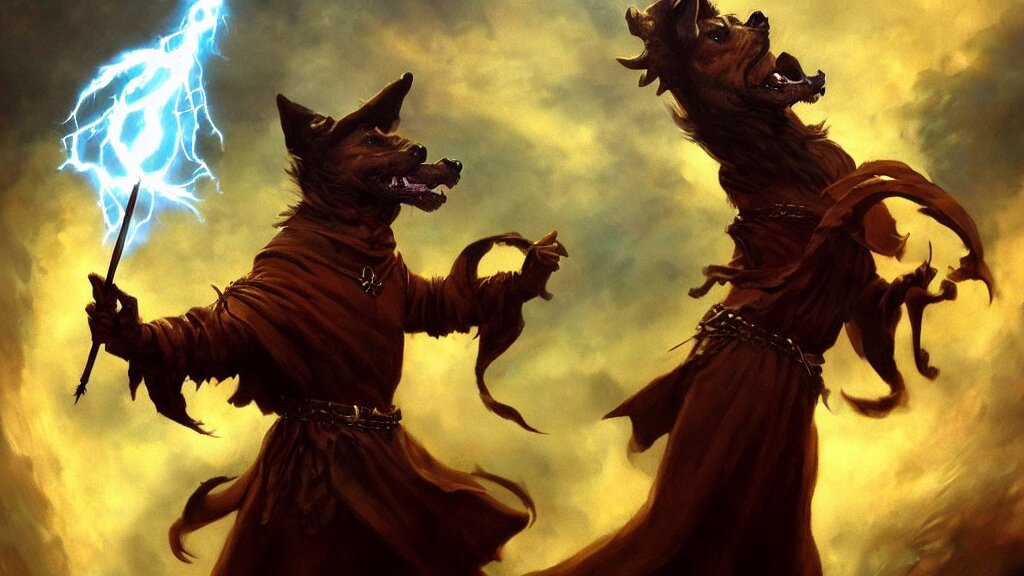 Lexica - Magic dog sorcerer casting a powerful arcane magic spell ...