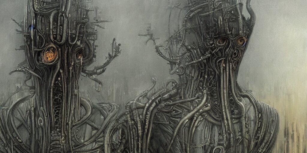 Lexica - A foggy highly detailed oil painting of a aetherpunk god by h ...