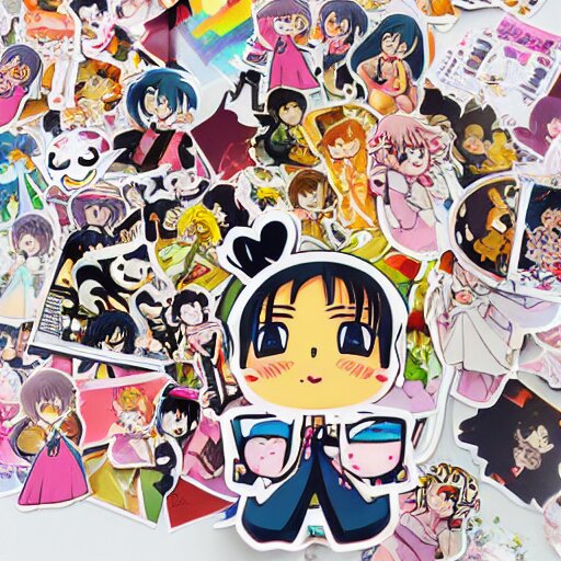 kawaii anime sticker, solo, - Arthub.ai