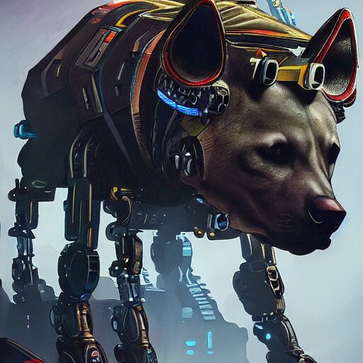 robot hyena, cyberpunk 2 0 7 7 concept art, highly detailed - Arthub.ai