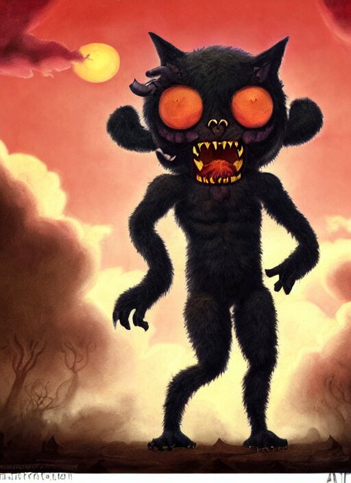 Lexica - Cute demon fruit furry monster, dynamic pose, in clouds ...