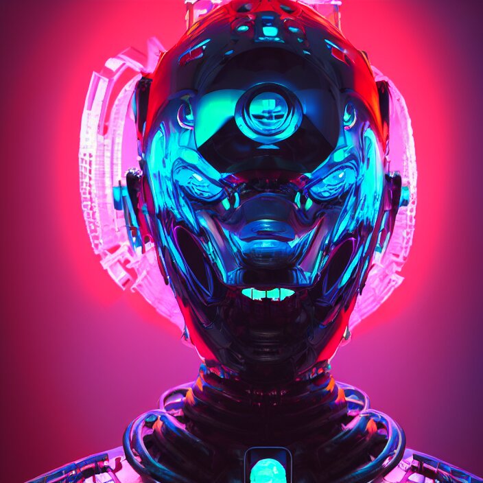 cyber punk, oni mask, 3 d render beeple, portrait, japanese neon ...
