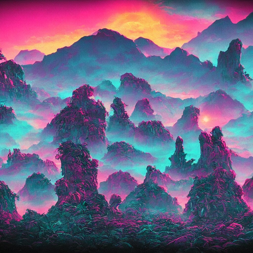 80s landscape photo, ET, goonies, retrowave, synthwave - Arthub.ai