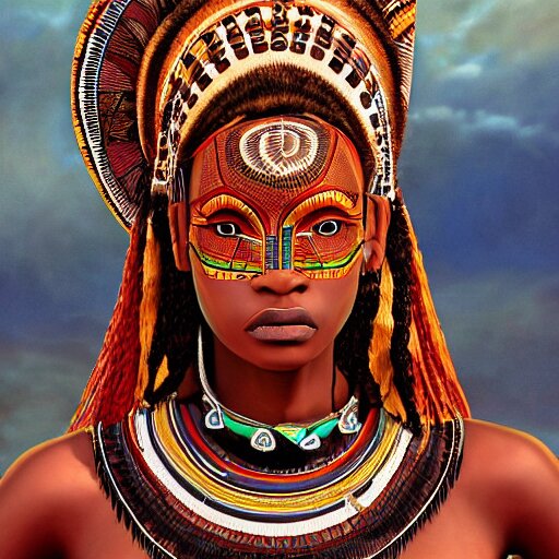 Lexica - A beautiful full body woman with an african mask, wearing an ...