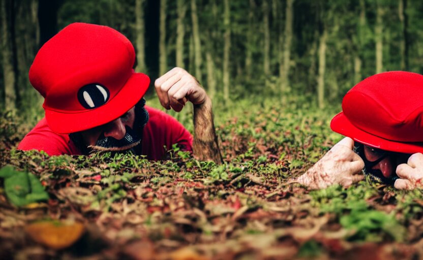 Lexica - Italian man with a mustache dressed as mario wearing a solid ...