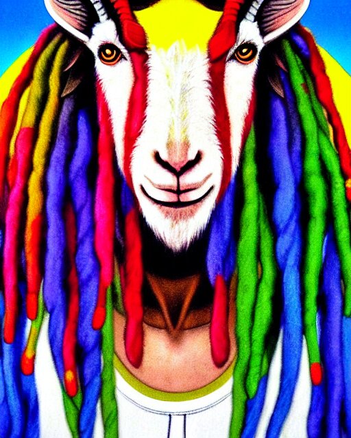 Lexica - Portrait Anime 1984 Rasta Goat Goat wearing-rasta-clothes Soft ...