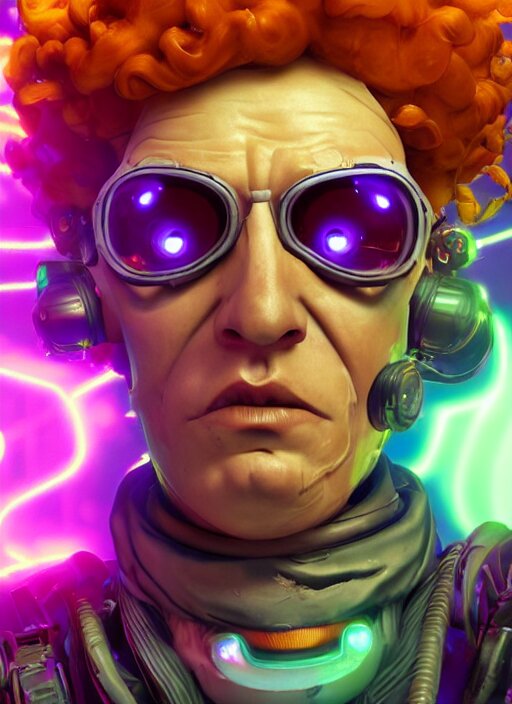 Lexica - Glowwave portrait of curly orange haired mad scientist man ...