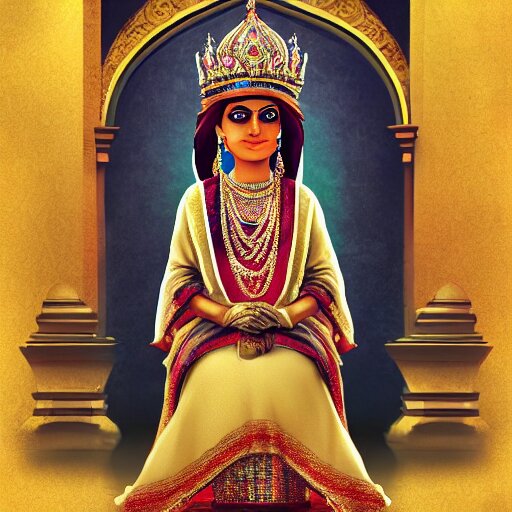 Lexica - The queen of india sitting on a throne, moody atmosphere ...