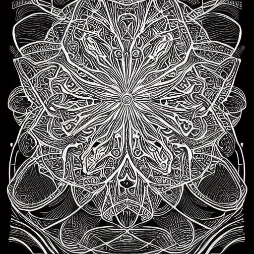 Lexica - Intricate pen plotter generative line art, black and white ...