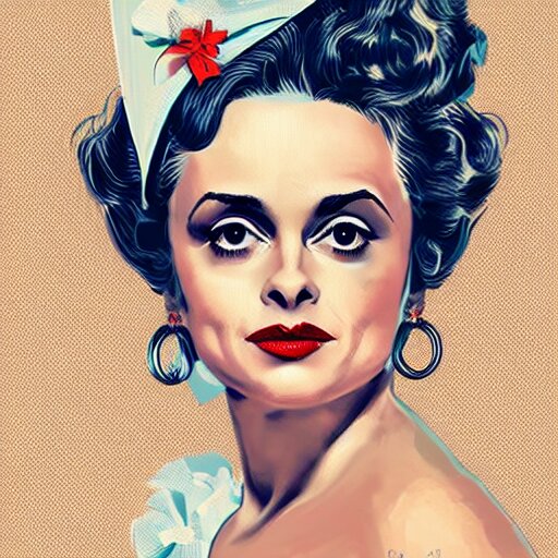 Lexica - Pin-up Helena Bonham Carter, 50’s style, illustration, highly ...