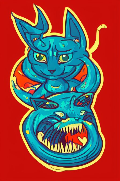Lexica - Demon cat, art by brian miller, sticker, colorful ...