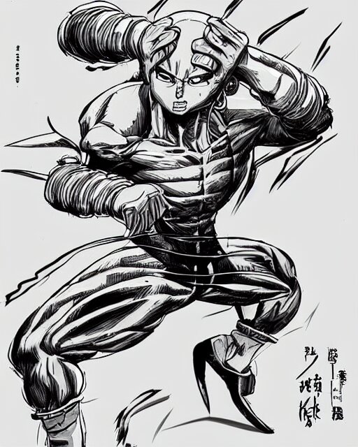 Lexica - Pencial drawing concept art of a machine mutant martial artist ...