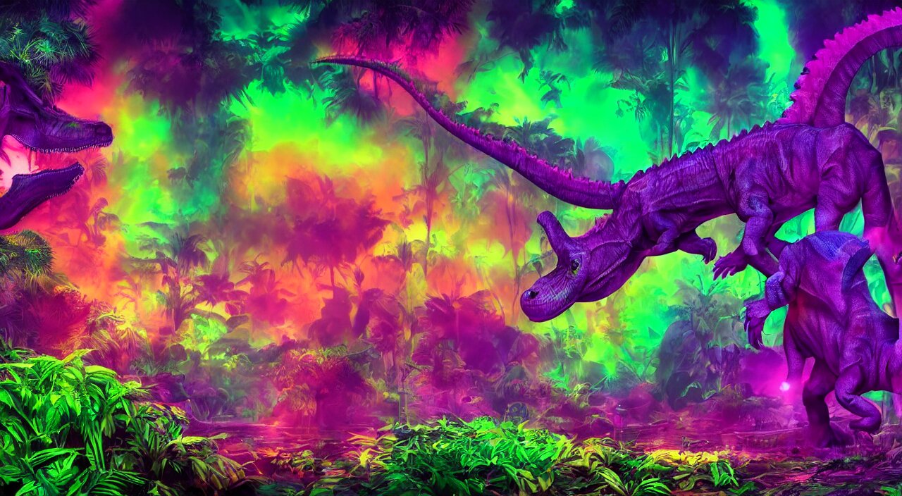 Lexica - Spectral purple neon dinosaur, spectral neon pink dinosaur ...
