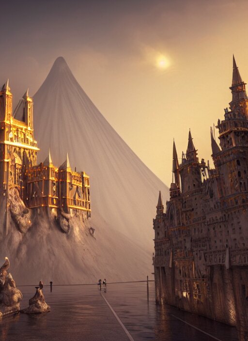 Lexica - Beautiful gold fantasy city made from white stone and bright ...