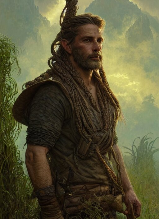 Lexica - Handsome rugged half-lizard adventurer, reptile skin, swamp ...