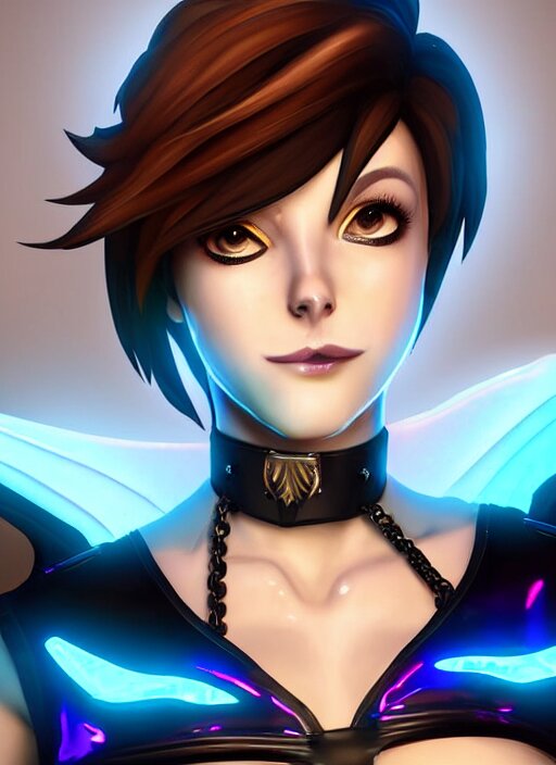 Lexica - Portrait bust digital artwork of tracer overwatch, wearing ...
