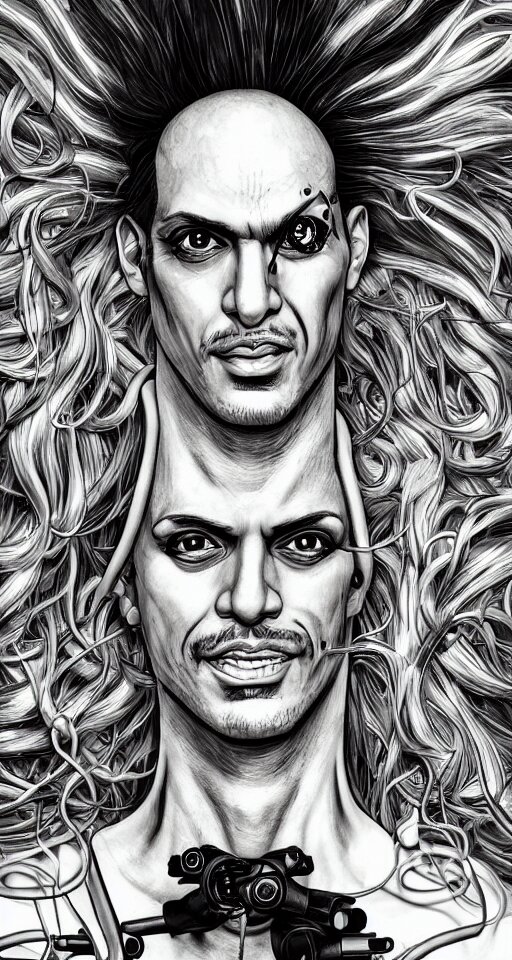 Lexica - A portrait photo of a latino mad scientist male with cyborg ...