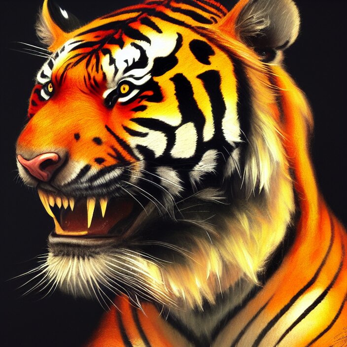 Lexica - Excellent painted portrait of tiger, high quality masterpiece ...