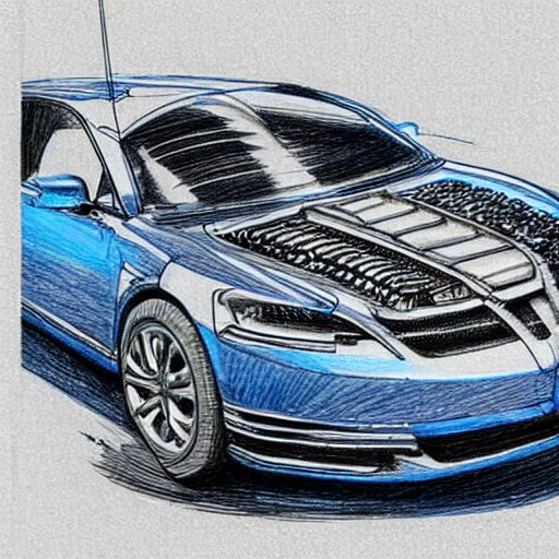 Drawing, Blueprints for a car, science fiction, technical, high ...