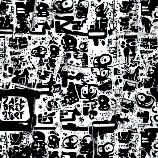 Lexica - Zef box design black and white color scheme, graffiti, cute ...