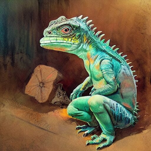 Lexica - Graffiti a gnome metamorphoses into an iguana in stages ...