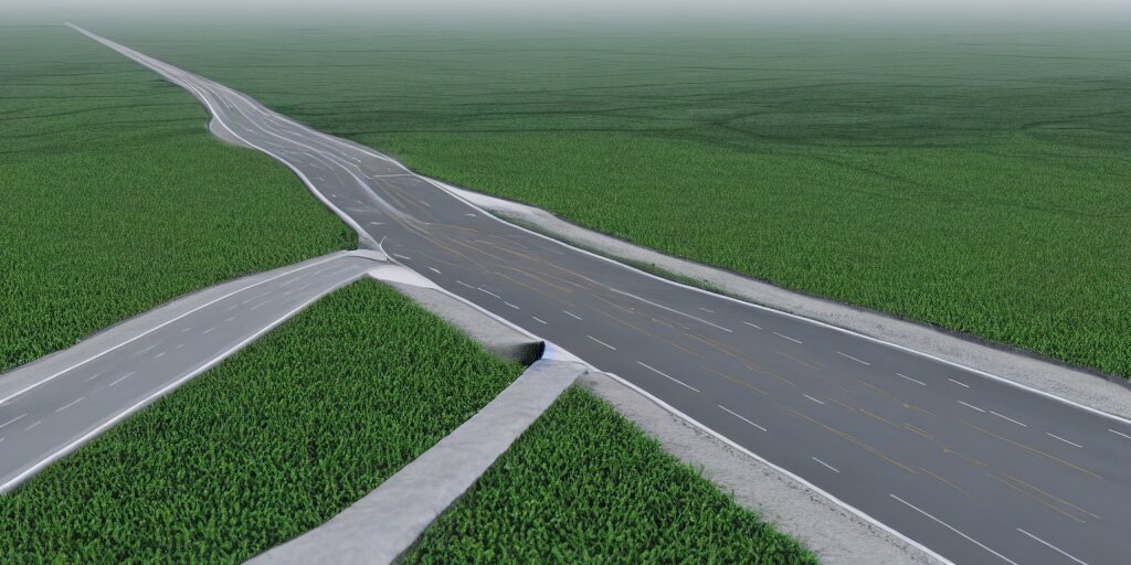 Lexica - A desolate paved highway in assam with green fields to one ...