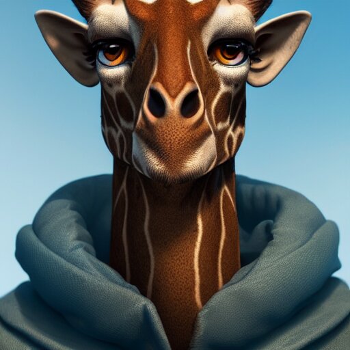 Lexica - A highly detailed portrait of a humanoid giraffe in a blue ...