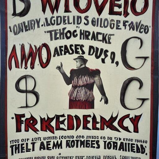 Lexica - Banner advertising a side show, freak show advertisement, hand ...