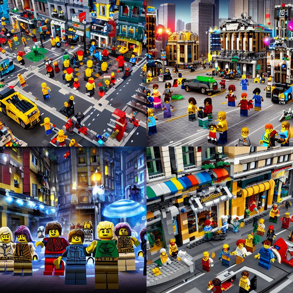 An epic cinematic digital painting art of living lego figures in ...