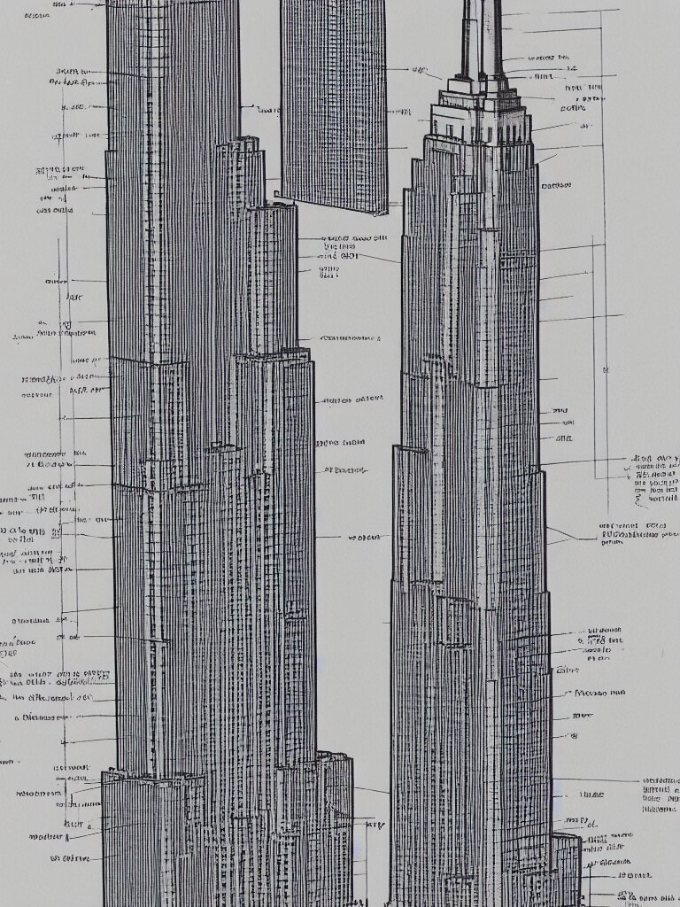 Lexica - Architecture blueprint copy, Empire State Building. Vertical ...