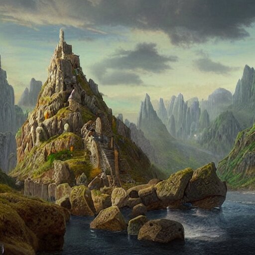 a beautiful and highly detailed matte painting of a colorful yet ...