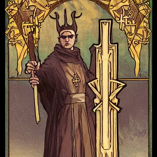 Lexica - An extremely detailed tarot card of a horned demon cleric ...