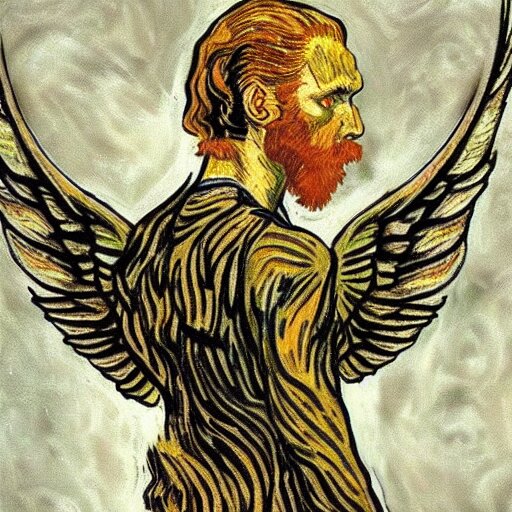 Lexica - Realism!!!! tattoo design sketch of a Magestic Angel, van gogh ...