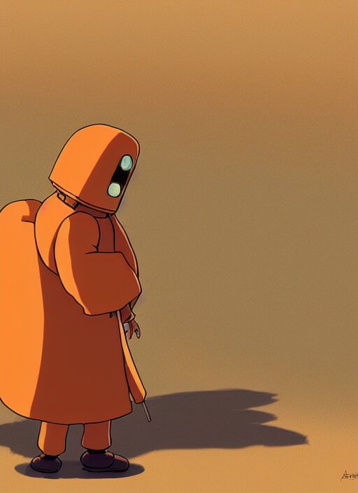 Lexica - A study of cell shaded cartoon of an orange robot monk from ...