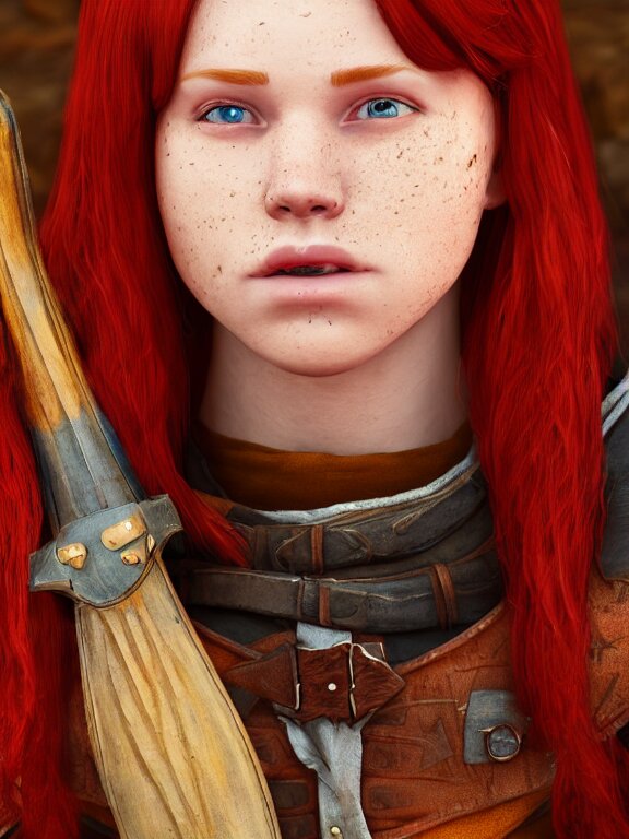 Lexica - Portrait art of red - haired halfling bard 2 1 year old ...
