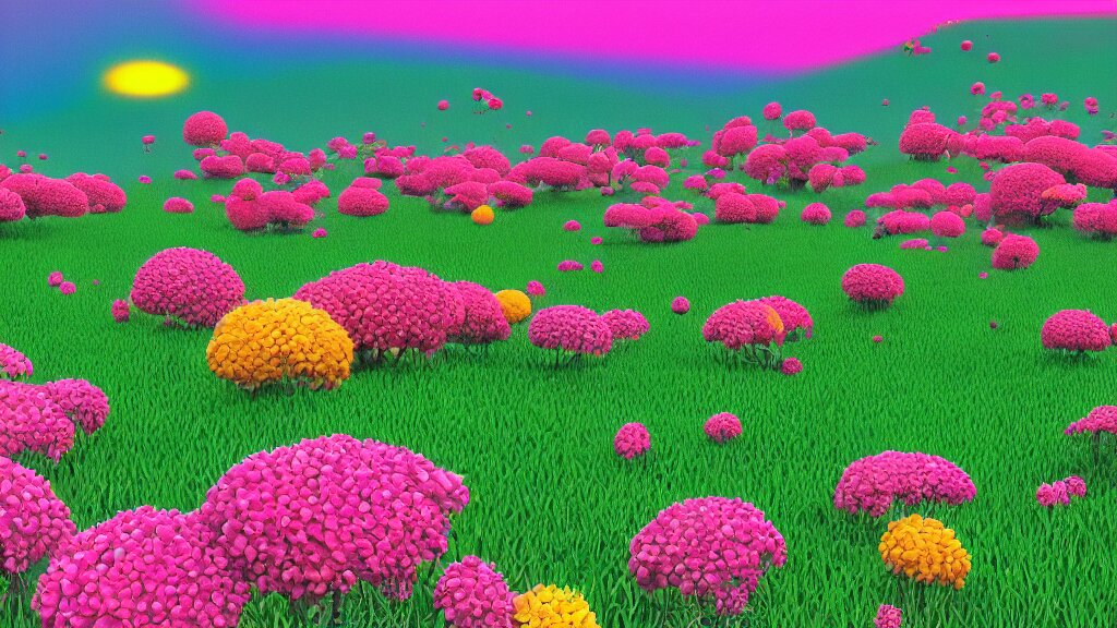Lexica - Digital illustration of a field of multi - colored megaflora ...
