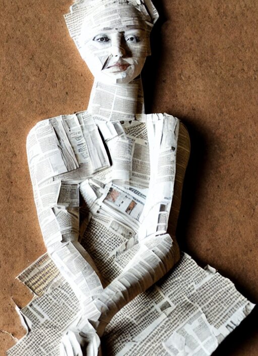 Lexica - A portrait of a beautiful young woman paper mache wrapped and ...